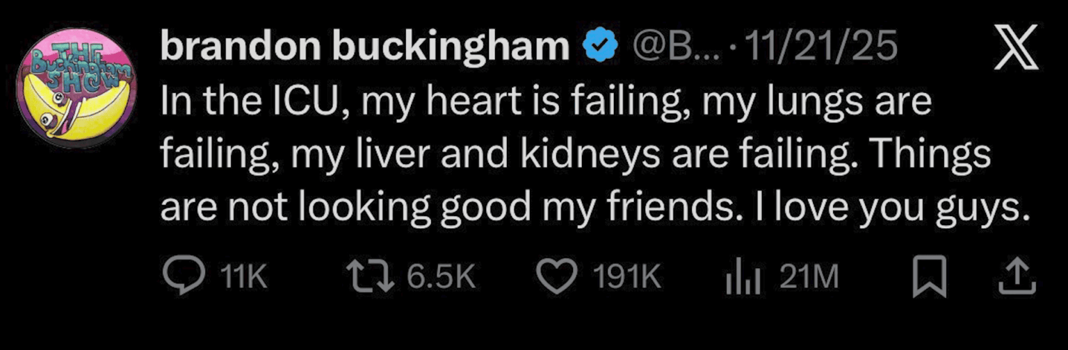 30 Year Old YouTuber Brandon Buckingham Shares Recovery Update After ...